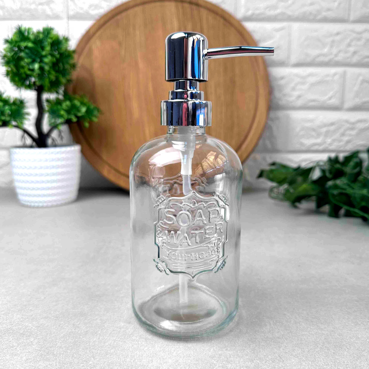 Дозатор жидкого мыла и моющих средств стеклянный 500 мл Soap Water (ID ...