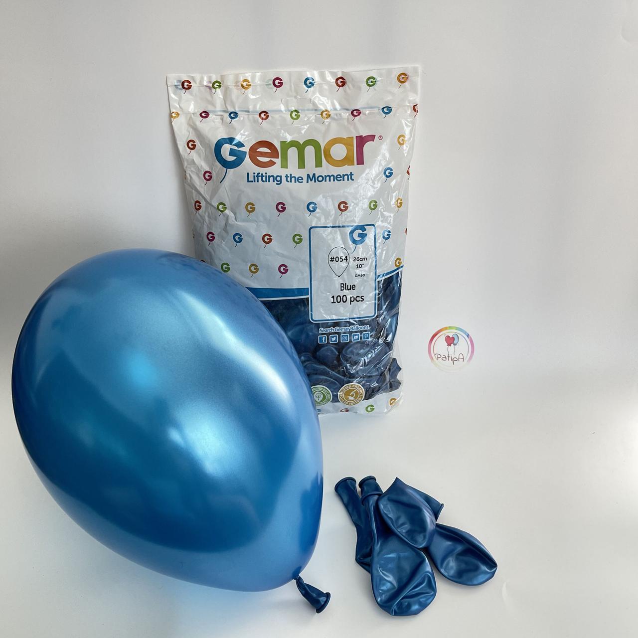 Воздушные шарики 10" BLUE МЕТАЛЛИК (#054) упаковка 100 шт GEMAR (ID ...