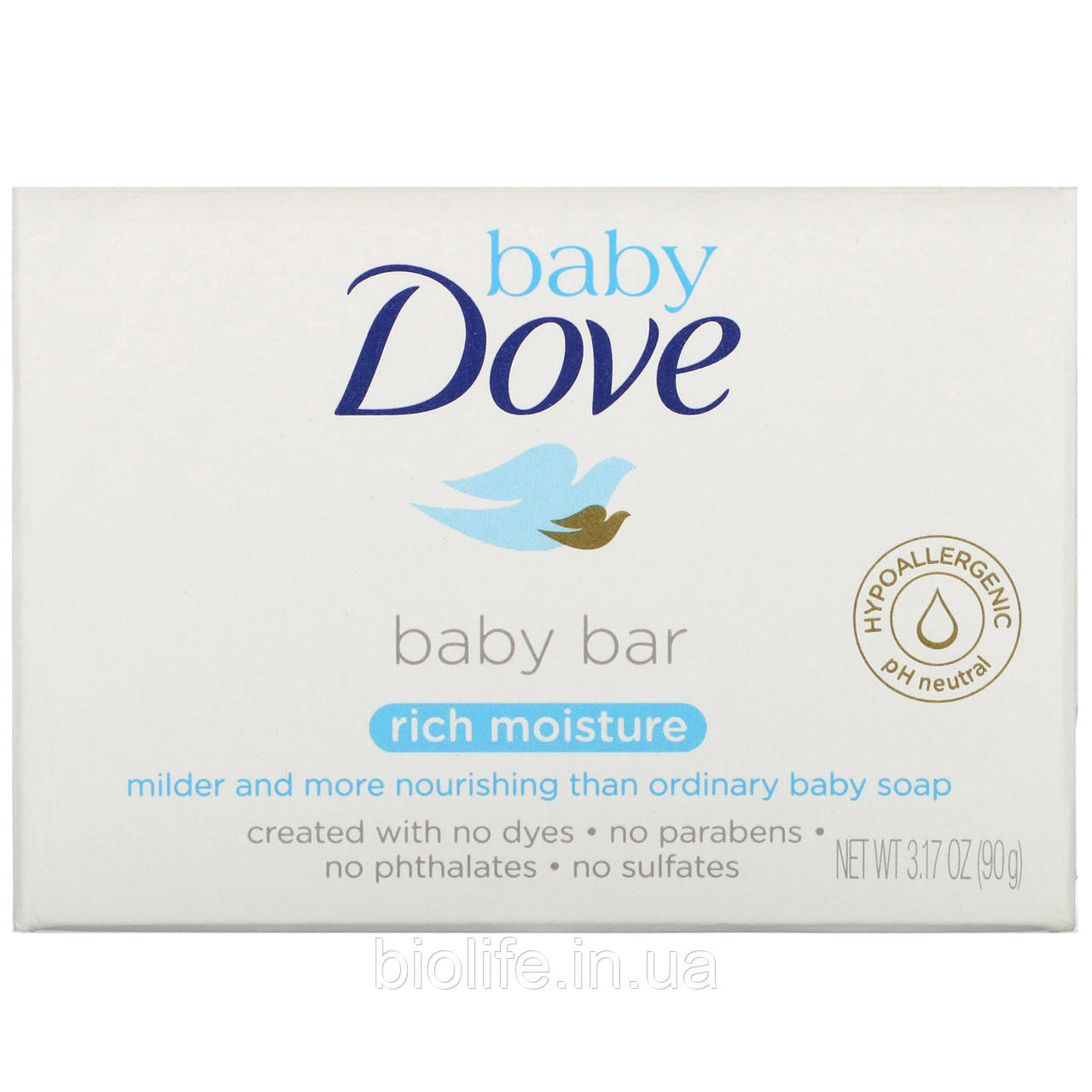 Dove, Baby Dove, Детское мыло, насыщенное влагой, 3,17 унции (90 г) в ...