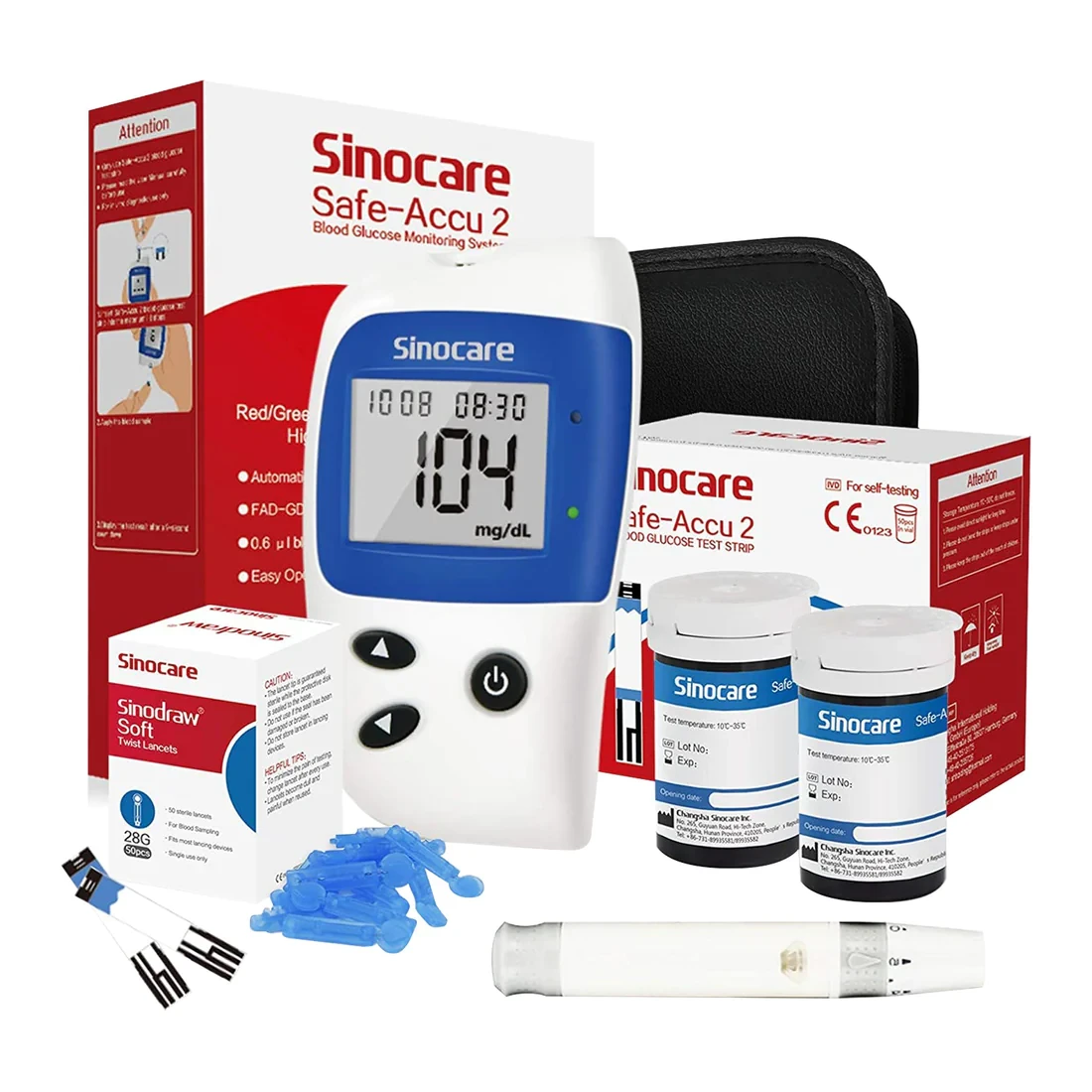 Система мониторинга уровня глюкозы в крови Sinocare Safe-Accu2,набор с ...