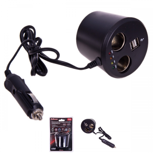 Разветвитель прикуривателя 2 выхода + 2 USB+тестер 12/24V =Vitol= (ID ...