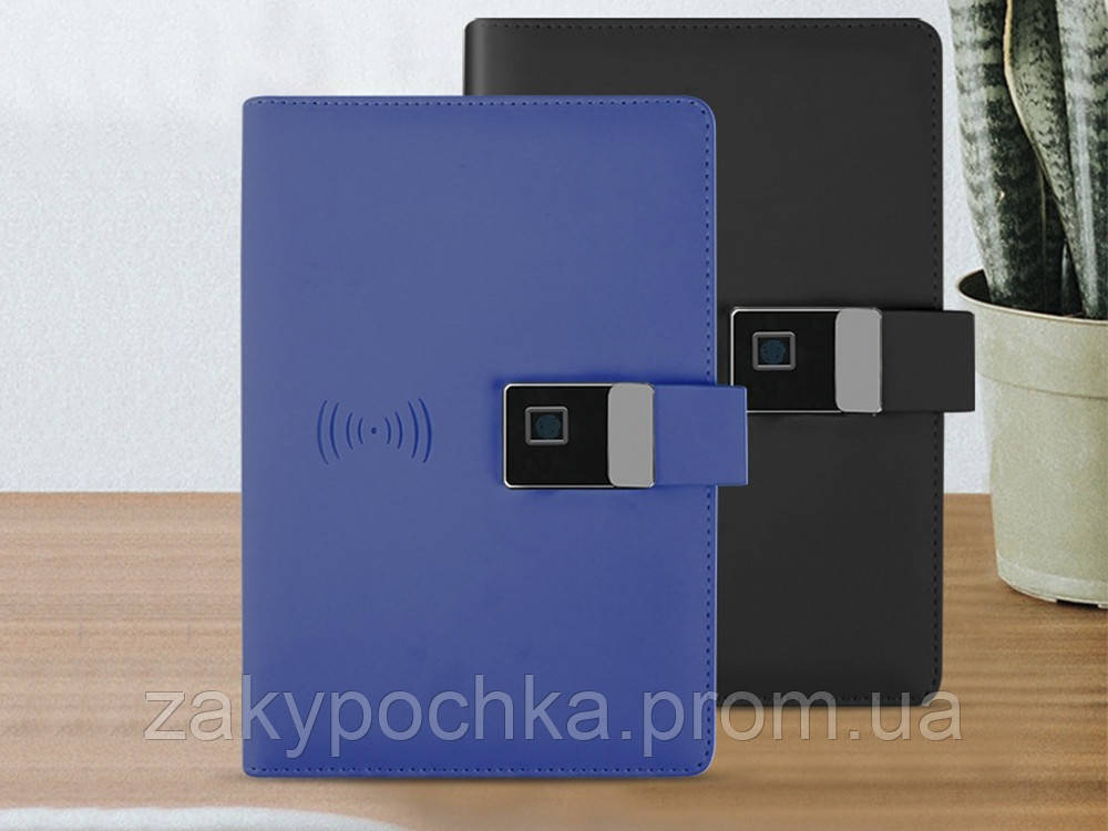 С отпечатком пальца Lockbook кожаный ручка беспроводная зарядка Смарт блокнот Черный (ID ...