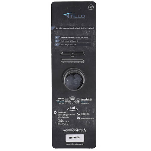 TM101-30-TILLO Трап Нерж.SUS304 с нерж. решеткой100х300, DN 50,сухой ...