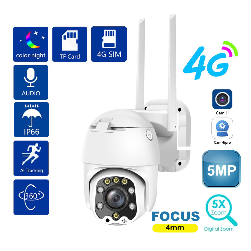 GSM камера наружная поворотная 5 Mp 3G/4G PTZ с цифровым зумом Hismaho ...