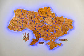 Карта Украины с подсветкой на стену из дерева | Купить деревянную карту ...