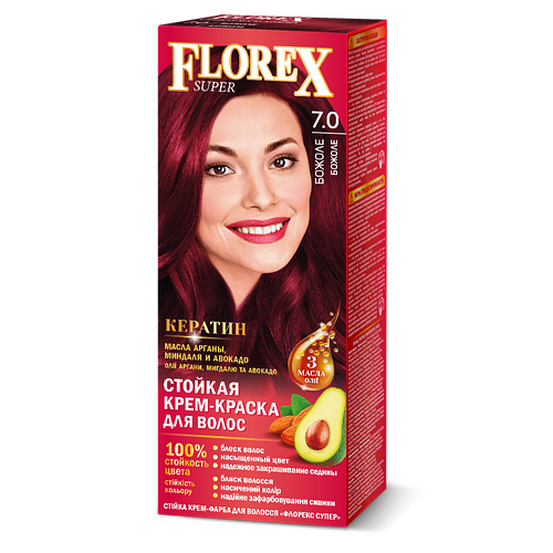 Купить Крем-фарба для волосся Florex Кератин 7.0 божоле, цена 41 ...