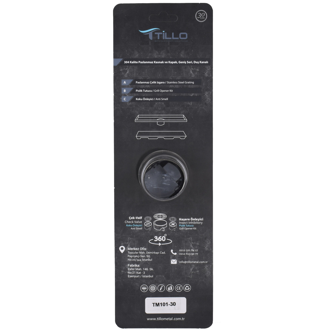 Купить TM101-30-TILLO Трап Нерж.SUS304 з нерж. решіткою100х300, DN 50 ...