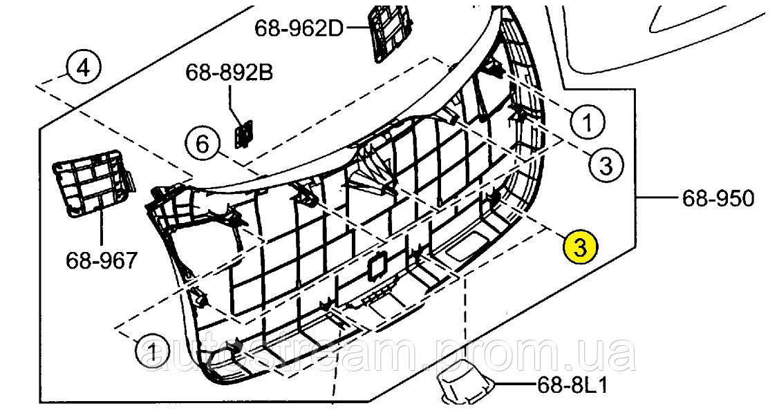 Клипса фиксатор пистон крепления крышки багажника Mazda CX-5, Mazda 3 ...