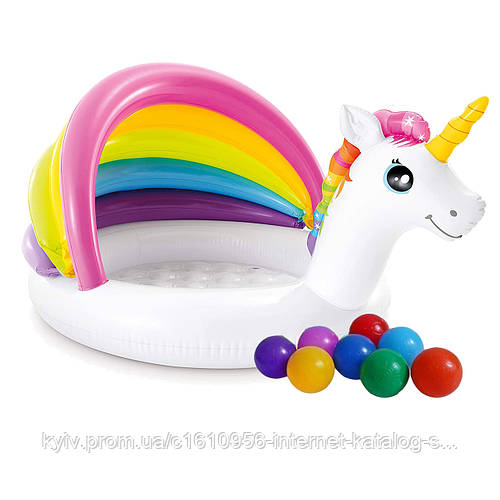 Купить Детский надувной бассейн Intex 57113-1 Единорог с навесом 127 х ...