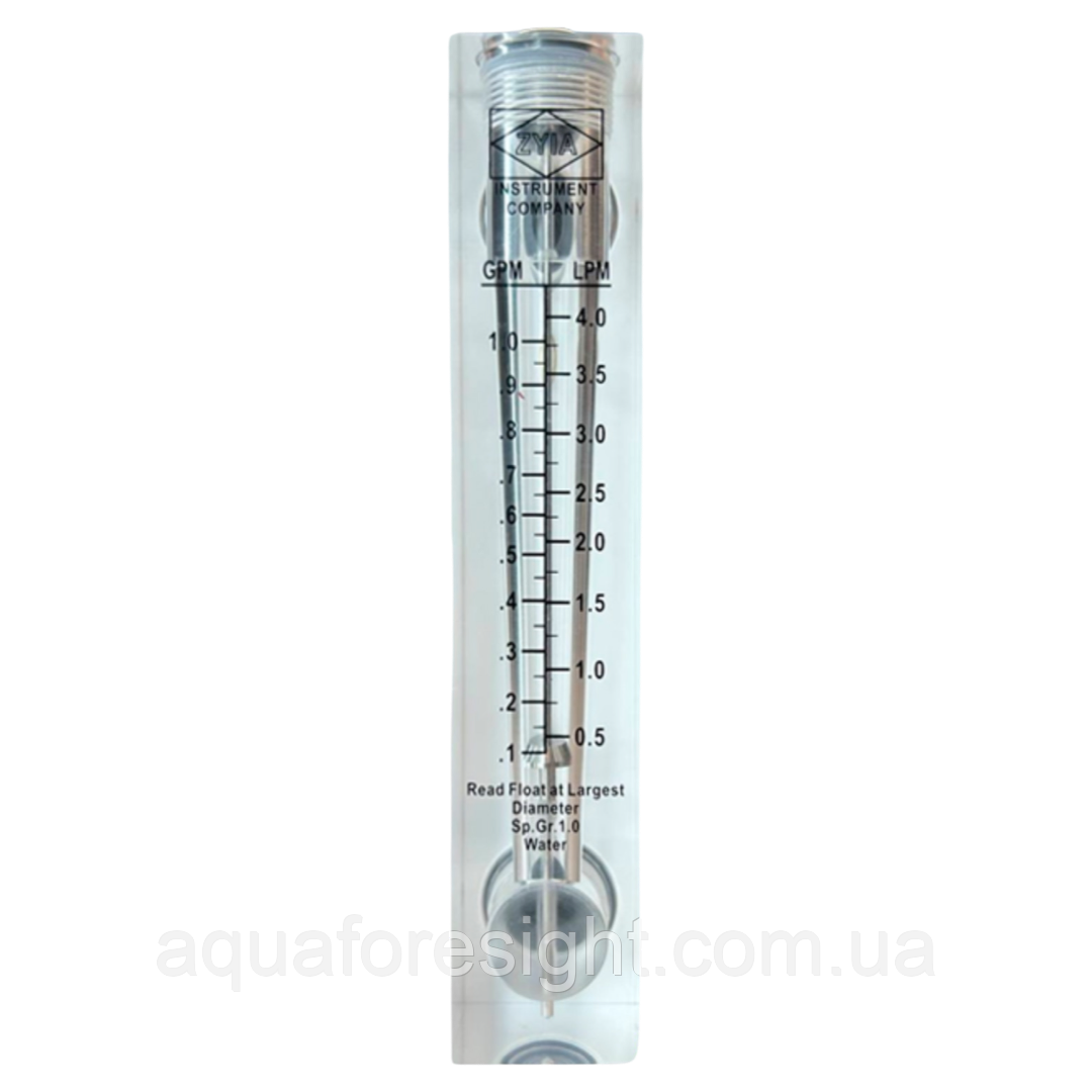 Ротаметр панельний Zyia LZM-15Z-0,1-1 GPM (0,5 - 4 л/хв): продаж, ціна у Києві. Водопідготовка ...