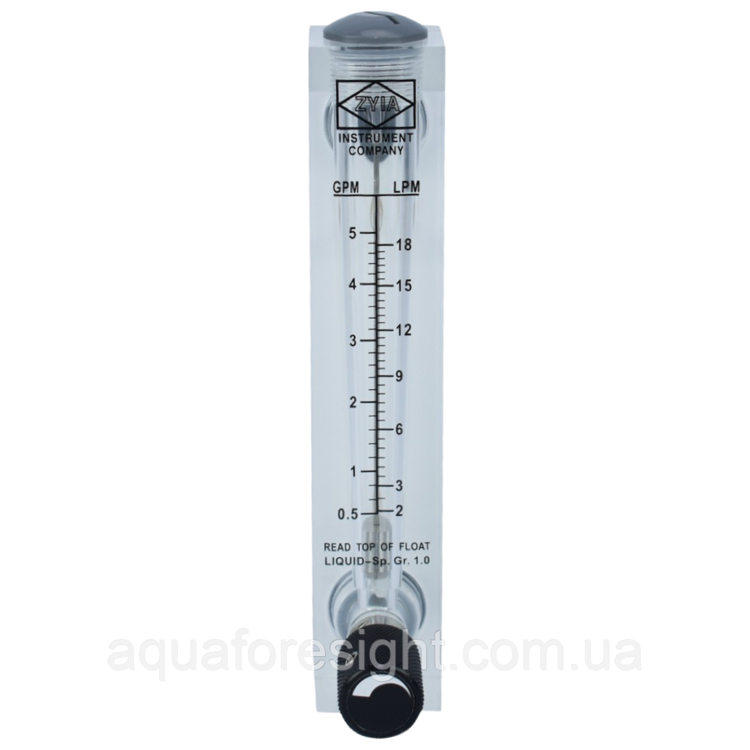 Ротаметр панельний Zyia LZM-15ZT-0,5-5 GPM з регулюванням (2 - 18 л/хв), ціна: 1584 ₴, купити на ...