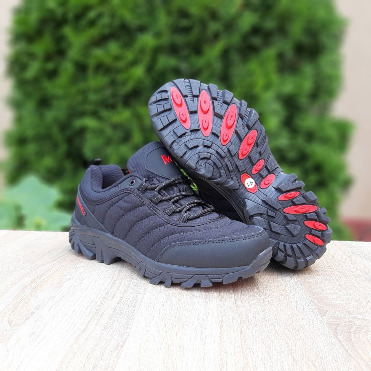 Merrell Vibram Black Термо кросівки чоловічі чорні з червоним Мерелл ...