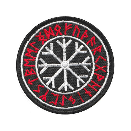 Вишитий шеврон "Runic circle Руничне коло" на липучці (біла сніжинка ...