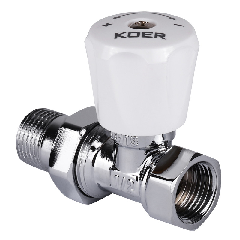 Вентиль радиаторный KOER KR.903.CHR.W прямой 1/2"x1/2" с американкой ...