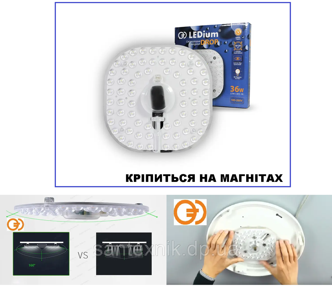 Сменная матрица LEDium 36w (LED-модуль) на магнитах (ID#1907119580 ...