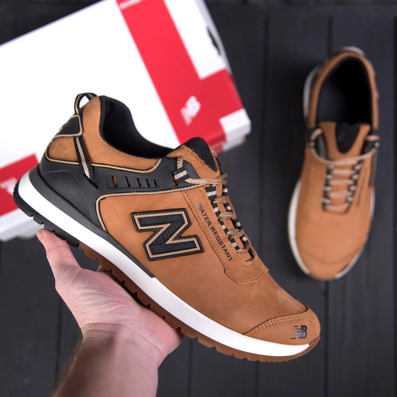 Мужские кожаные кроссовки New Balance, мужские рыжие кроссовки, мужские ...