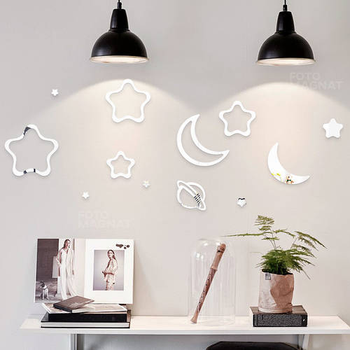 Дзеркальна наліпка на стіну Galaxy акрилова панель для декору інтерєру самоклейна 13 шт