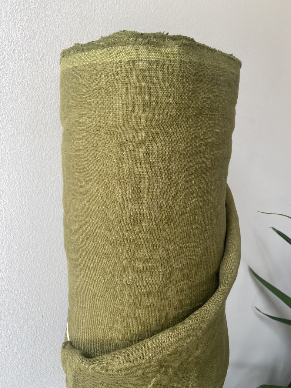 Лляна тканина кольору хакі, LINEN PLUS, 100% льон, Щільність 190 г/м2 ...