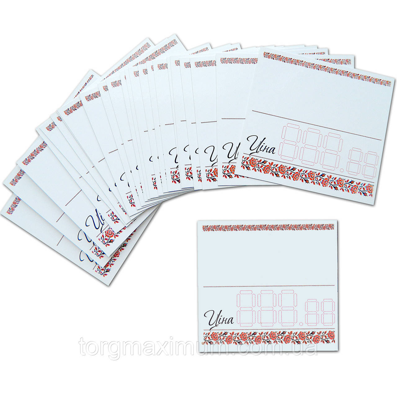 Купить Ценники 6,5 х 6 (см) картонные белые с цветочным орнаментом 25 ...