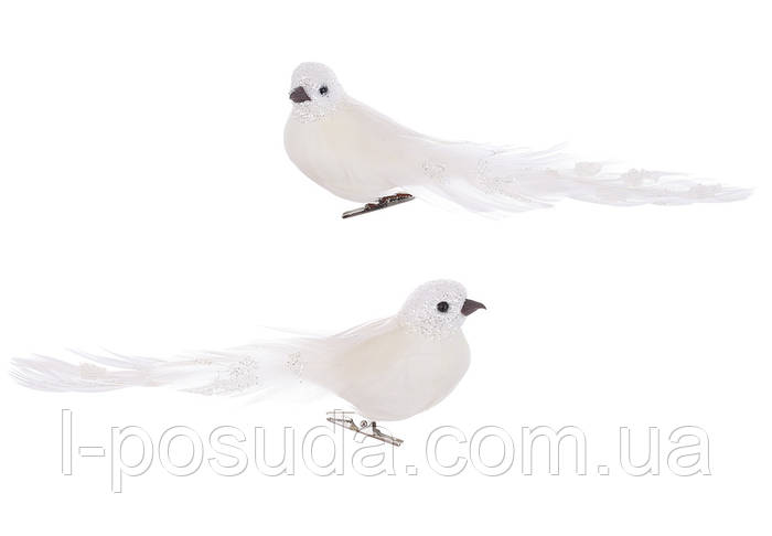 Декоративные белые птички 18 см украшения елки на клипсе (ID#1911289912 ...