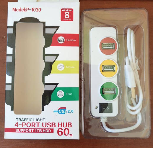 USB HUB на 4 порта USB 2.0, с выключателем, с индикатором питания ...