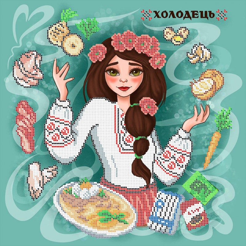 Купить Схема для вишивання бісером W 0694 Холодець Гастрономічна карта України цена 90