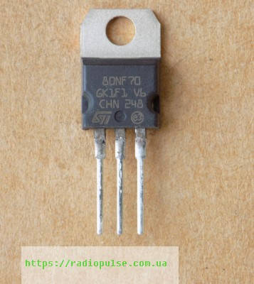 Транзистор STP80NF70 ( 80NF70 ) оригінал, TO220(заміна для STP80NF06 ...