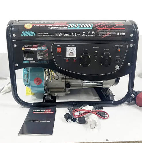 Генератор бензиновий із мідною обмоткою GRAND 3300 3.0 кВт 7.0 л. Чехія ...