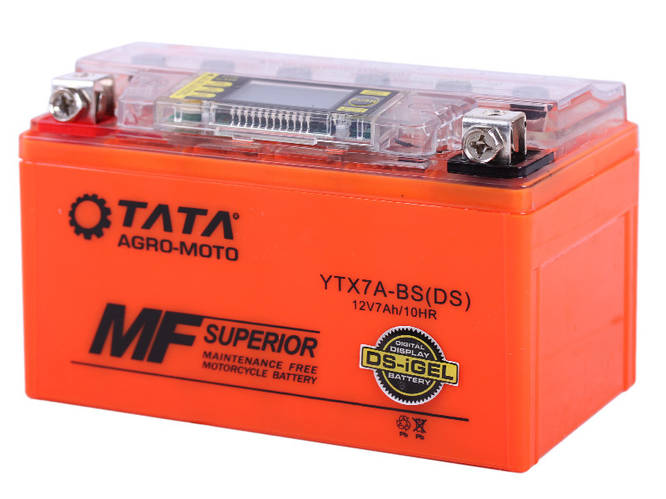 Аккумулятор 7АH MOTO 12N7BL-BS OUTDO гелевый С ДИСПЛЕЕМ 150*87*94mm ...
