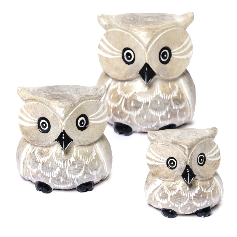 Деревянная Статуэтка Семья Сов Круглых Нарисовано Перо H 10 8 7 См — в Категории Статуэтки