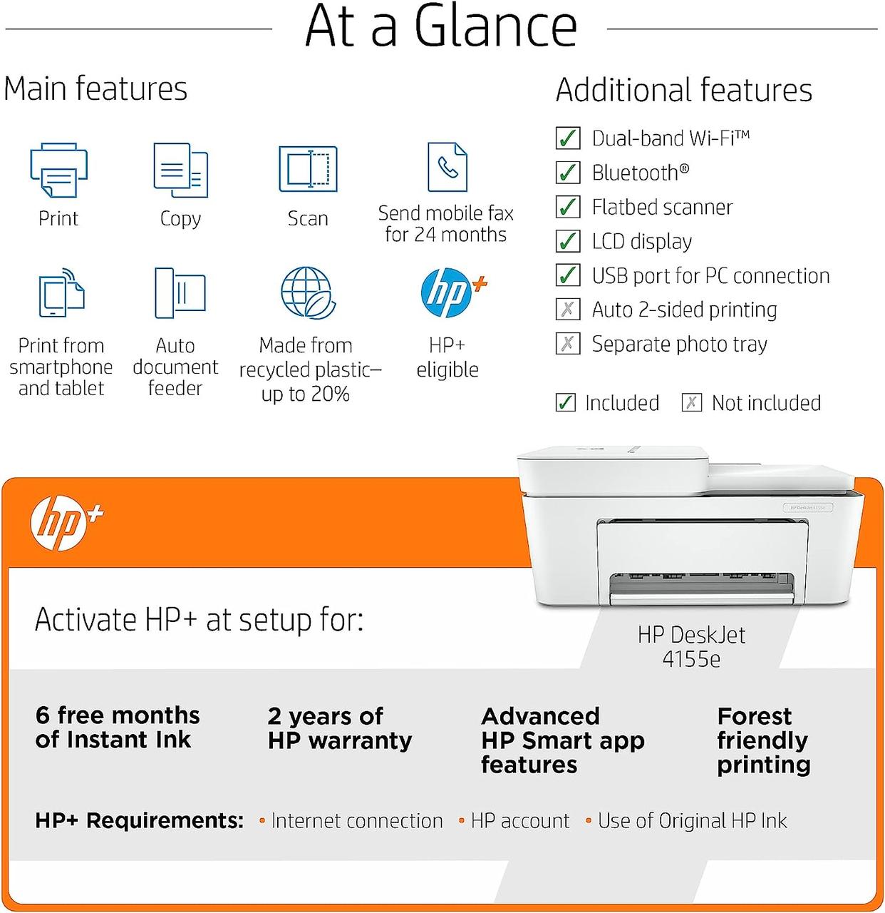 Купити Бездротовий кольоровий принтер HP DeskJet 4155e «все в одному» з ...