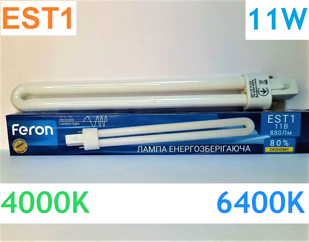 Энергосберегающая лампа Feron EST 11Вт G23 6400K (ID#273164603), цена ...