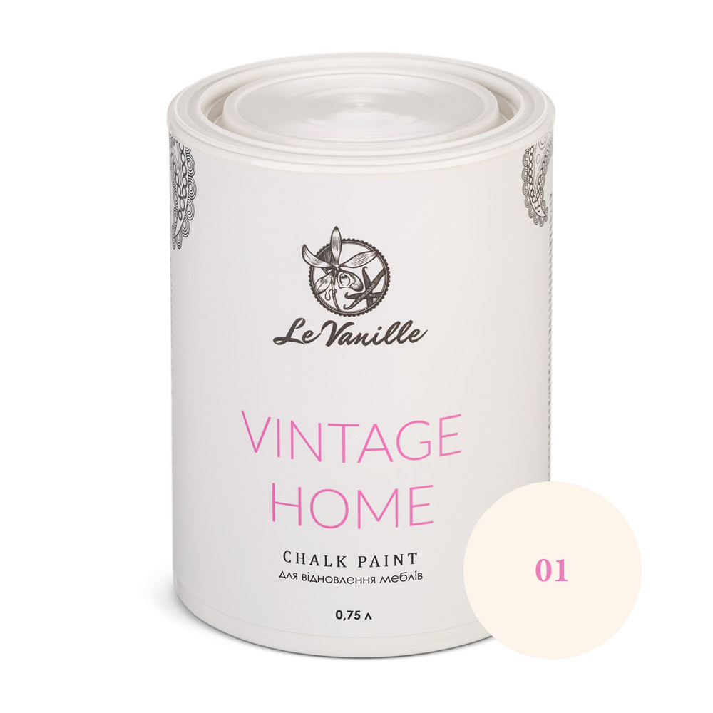 Крейдяна фарба Le Vanille Vintage Home chalk paint 0,75 л, Кремова ...