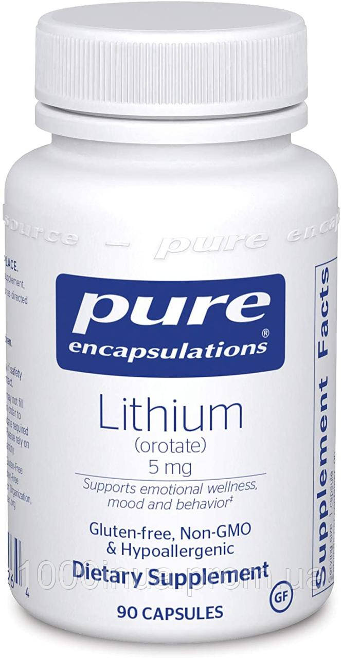 Купити Літій оротат Lithium Orotate Pure Encapsulations 5 мг 90 капсул ...