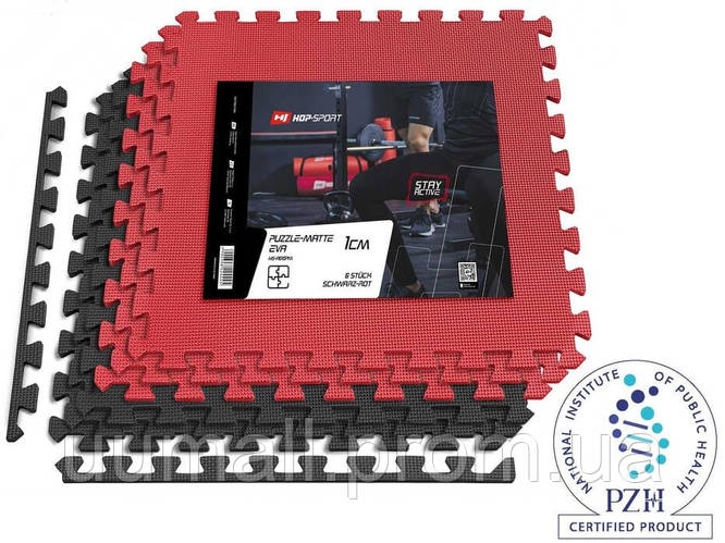 Купить Мат-пазл Hop-Sport EVA 1cm HS-A010PM - 6 частей черный красный ...