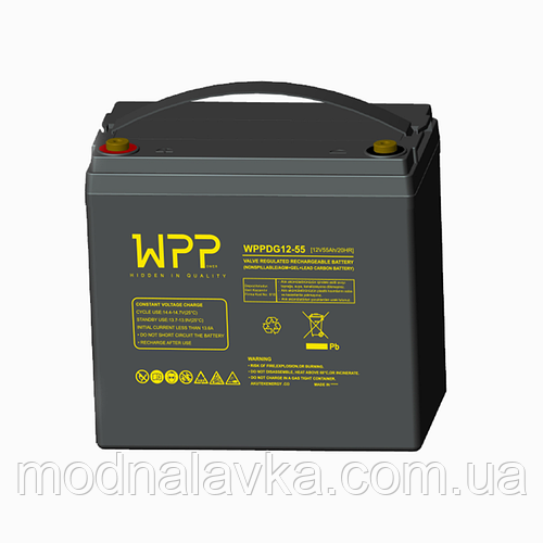 Купить Аккумулятор гелевой WPPower WPDG12-55 55 Ач ESTG ML, код ...
