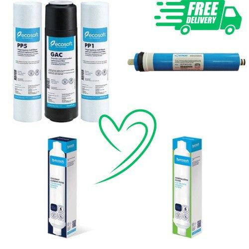 Комплект Ecosoft 6 картриджей для фильтров обратного осмоса c мембраной Vontron 50 GPD(комплект ...