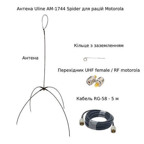 Купити Зовнішня виносна антена Uline AM-1744 Spider для рацій Motorola ...