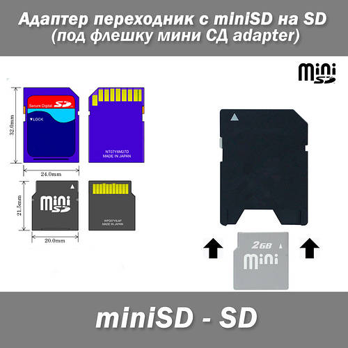 Адаптер перехідник з miniSD на SD флешка міні CD adapter (ID#599805 ...