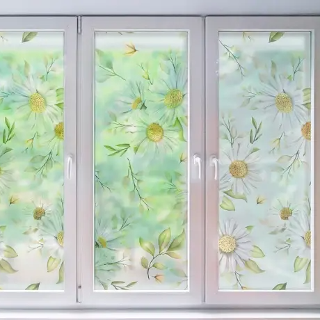 Пленка самоклейка на стекло Ромашки декоративная матирующая пленка для ...