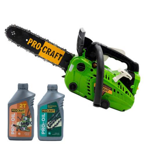 Бензопила Procraft GS-250 + Олива Procraft для Ланцюга 1 Л + Олива Procraft Моторна 2-тактна 1 Л ...
