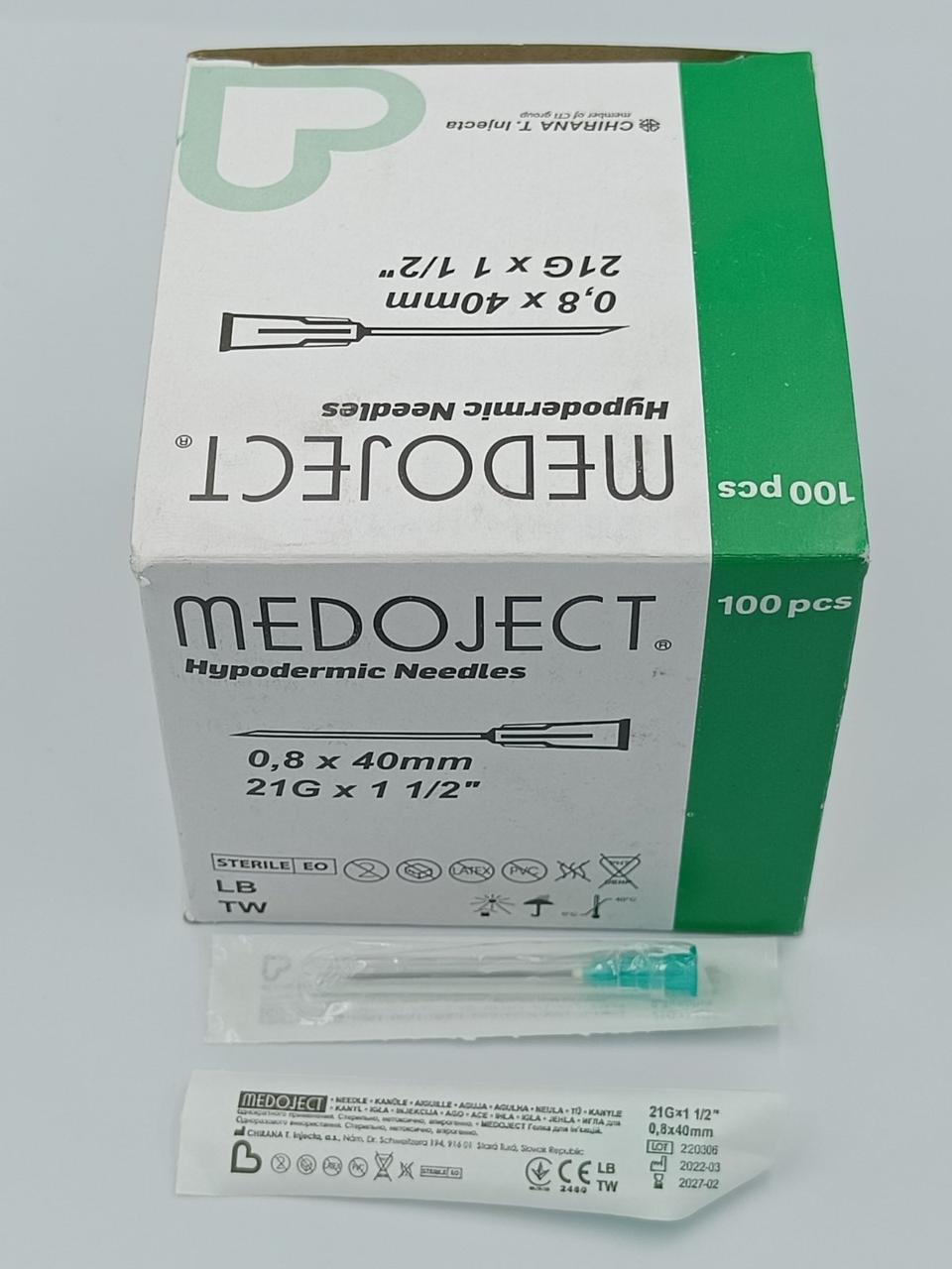 MEDOJECT Голка для ін'єкцій 0,80 x 40 мм (21 G x 1 1/2") (ID#1924431029 ...