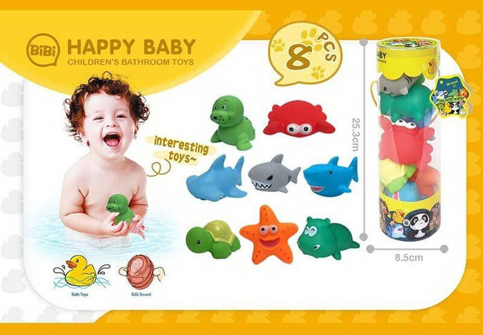 Купить Игрушки для ванной с пищалкой Happy Baby 8 штук, цена 230 ₴ — Prom.ua (ID#1925330306)