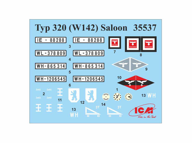 Сборная модель Тип 320 (W142) Седан с немецким штабным персоналом (ICM ...
