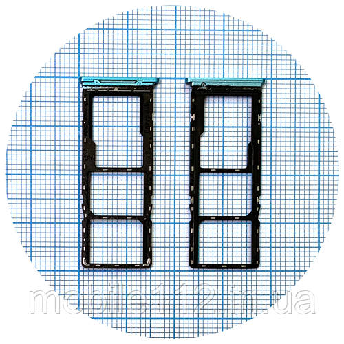 Держатель Sim карты и карты памяти Tecno Spark 7 синий на 2 SIM + Micro ...