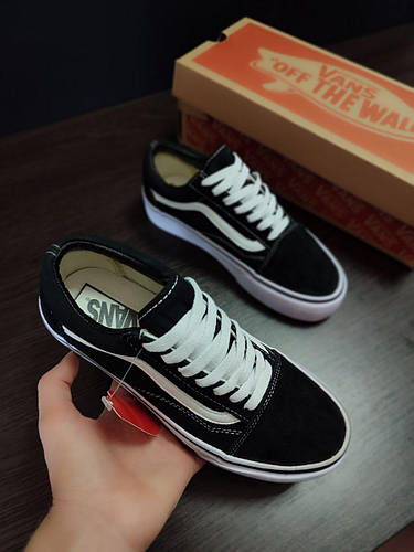Купить Кеды Vans Old Skool Platform черно белые на высокой подошве ...