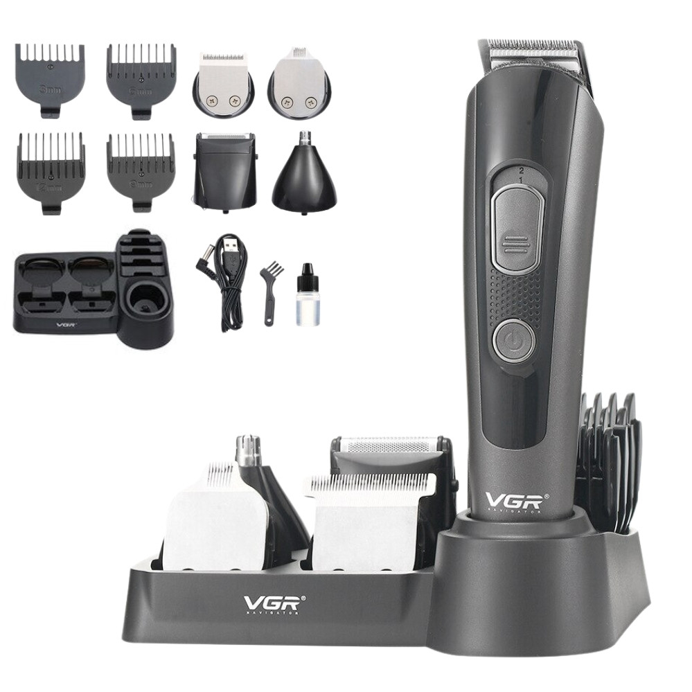 Акумуляторний тример 5в1 VGR V-175 професійний для стрижки бороди та волосся бездротового з ...