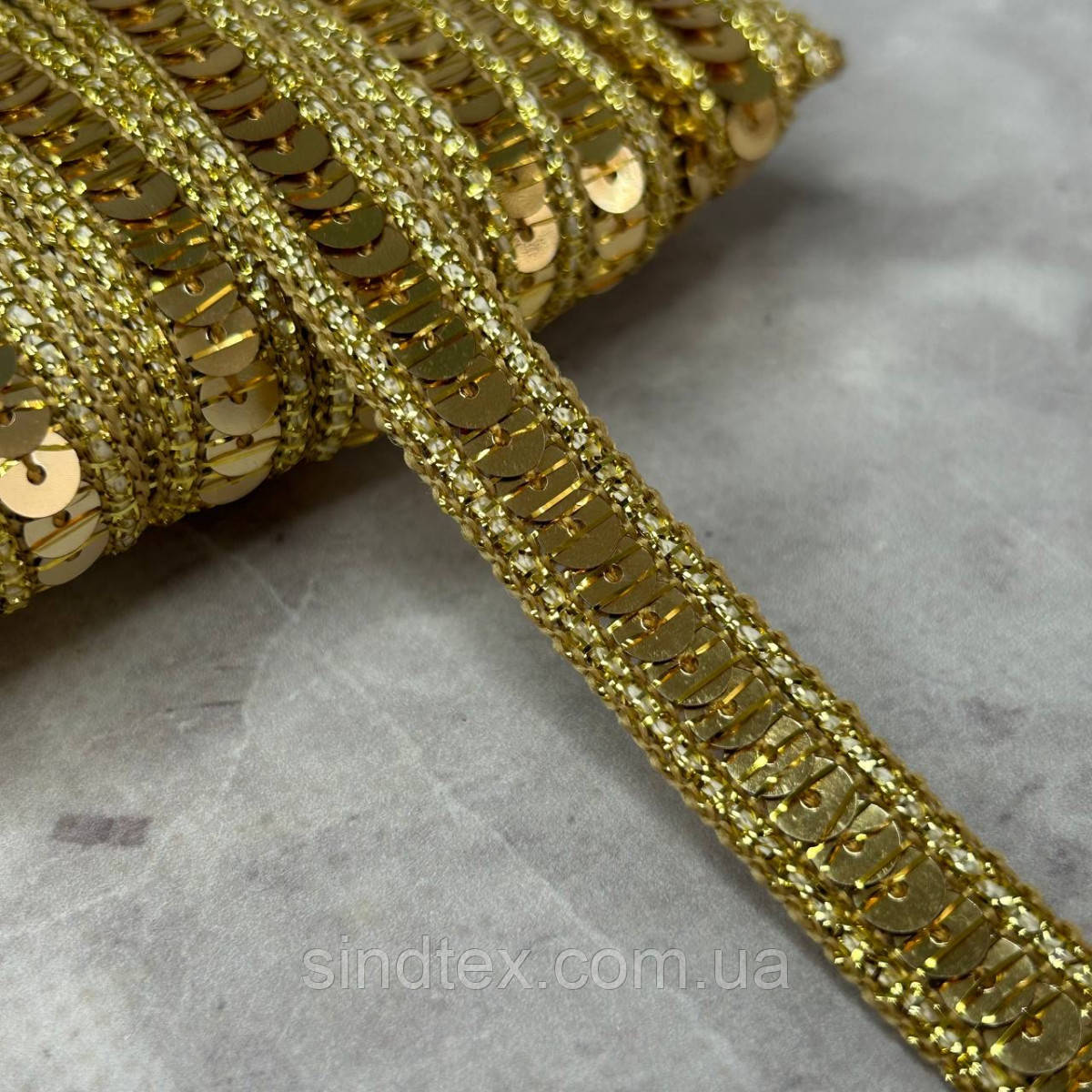Купить Тесьма с пайетками 12 мм - золото, цена 4.40 ₴ — Prom.ua (ID ...
