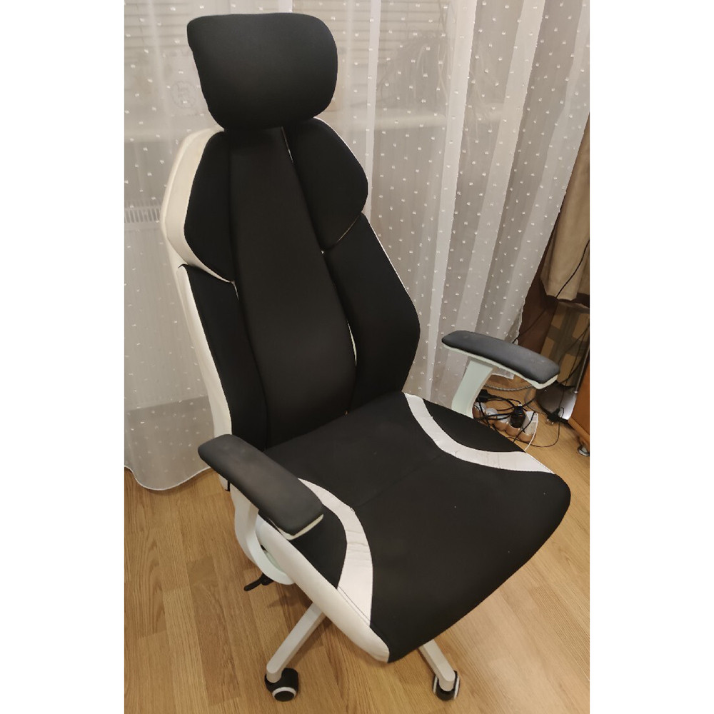 Купить Эргономичное черно-белое компьютерное кресло Chrono из ткани и ...