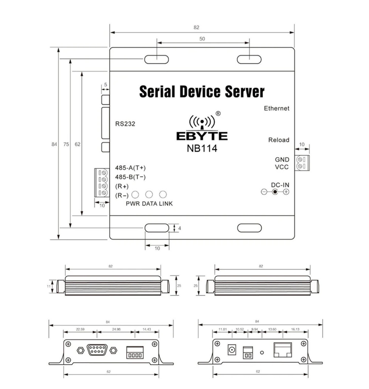 Купити NB114 Ebyte шлюз конвертер RS232,RS422,RS485 через RJ45 Ethernet ...